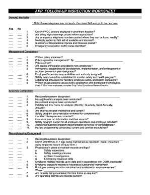 Fillable Online APP Follow-Up Inspection Worksheet - TAMWorkersCompcom Fax Email Print - pdfFiller