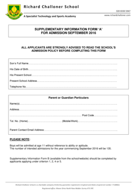 Fillable Online Supplementary Form A 2016 Fax Email Print - pdfFiller