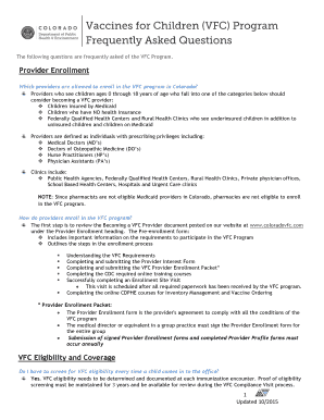 Fillable Online The following questions are frequently asked of the VFC ...