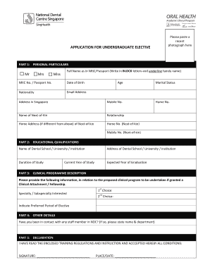 Fillable Online UNDERGRADUATE ELECTIVE APPLICATION FORM Fax Email Print - pdfFiller