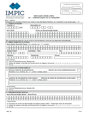 Preenchível Disponível Comunicao de Alteraes - IMPIC - Instituto dos ...