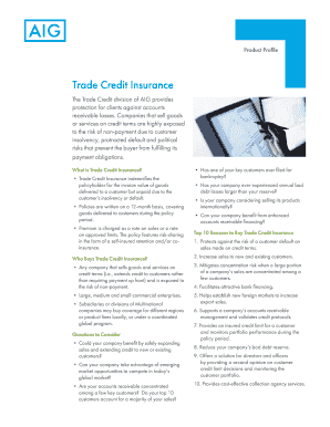 Fillable Online The Trade Credit division of AIG provides Fax Email ...
