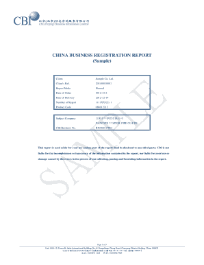 Fillable Online CHINA BUSINESS REGISTRATION REPORT Sample Fax Email ...