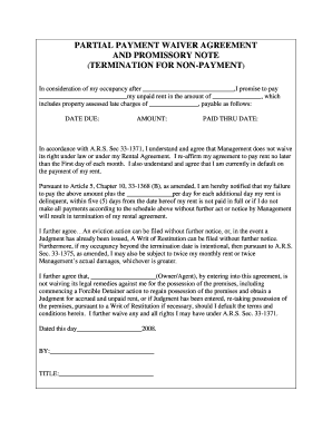 Fillable Online PARTIAL PAYMENT WAIVER AGREEMENT - National Rental Pros ...