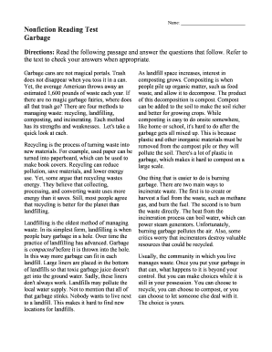 Fillable Online Directions: Read the following passage and answer the ...