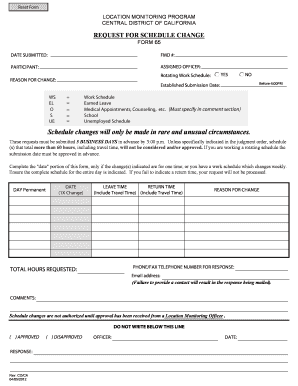 Fillable Online cacp uscourts Request for Schedule Change Request for ...