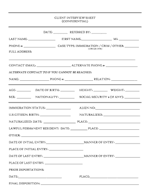 Fillable Online General Client Consult Interview Sheet - Xavier Gonzales Fax Email Print - pdfFiller