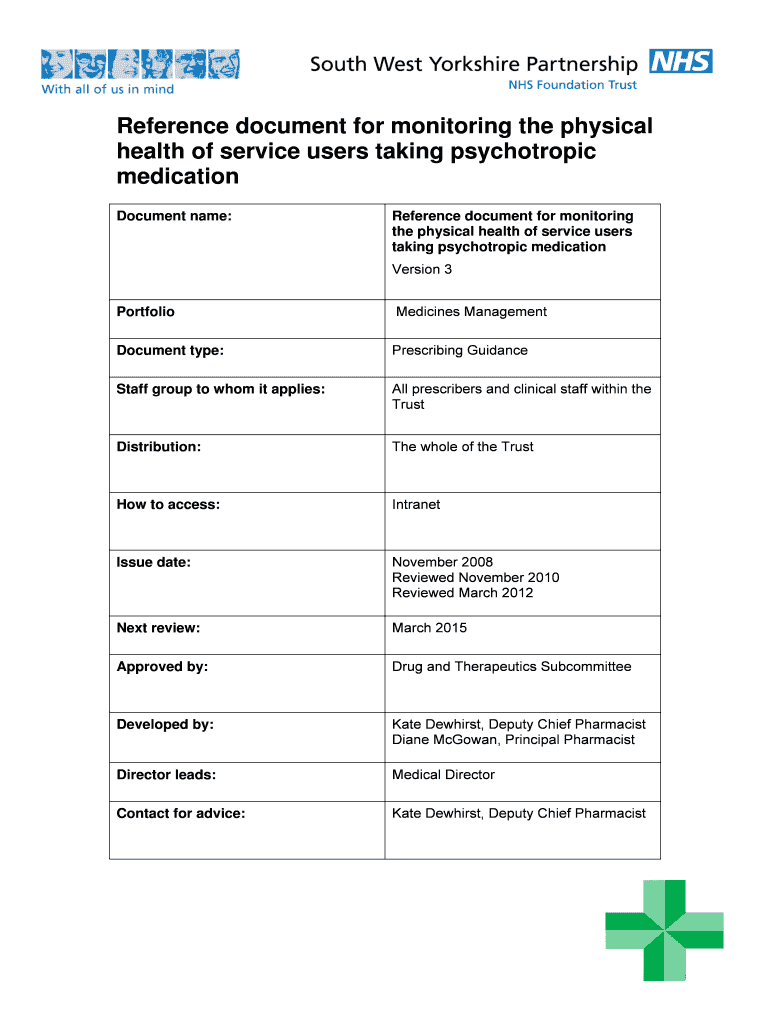 Fillable Online southwestyorkshire nhs Reference document for ...
