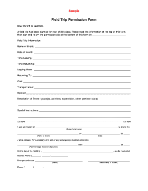 Fillable Online midamericaadventist Sample Field Trip Permission Form ...