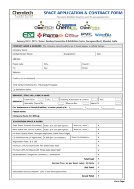 Fillable Online Chemtech 2015 space application form - overseas Fax ...