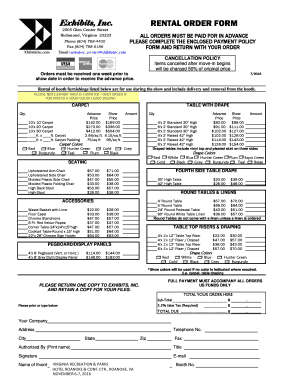 Fillable Online RENTAL ORDER FORM 2016 - VRPS Fax Email Print - pdfFiller
