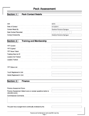 Fillable Online Pack Assessment bFormb Fax Email Print - pdfFiller