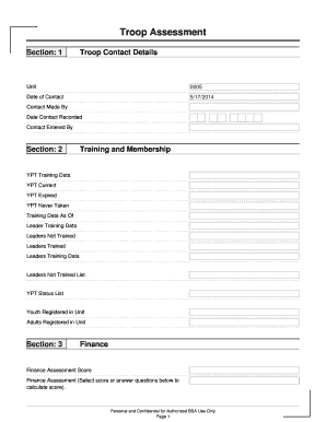 Fillable Online Troop Assessment bFormb Fax Email Print - pdfFiller