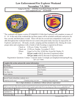 Fillable Online Law EnforcementFire Explorer Weekend November 7-9 ...