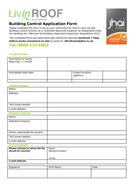 Fillable Online Building Control Application Form - Ultraframe Fax ...