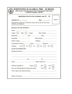 Fillable Online wgs-cet Application form for the Academic year 20 - 20 - wgs-cet Fax Email Print ...