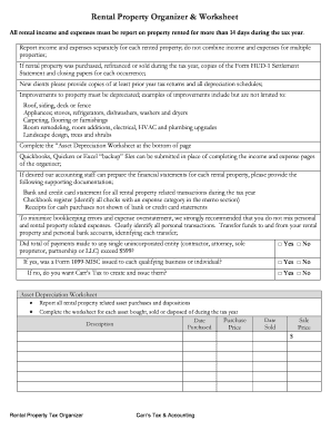 Fillable Online Rental Property Organizer amp Worksheet Fax Email Print ...
