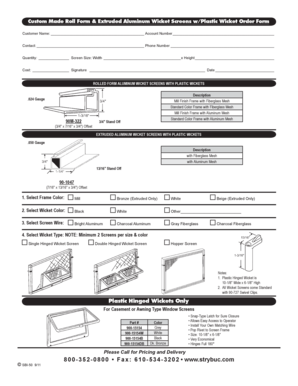 Fillable Online Custom Made Roll Form Extruded Aluminum Wicket Screens ...