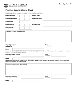 Fillable Online essarp org Practical Assistant Cover Sheet - Cambridge ...