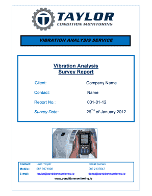 Fillable Online VIBRATION ANALYSIS SERVICE Fax Email Print - pdfFiller