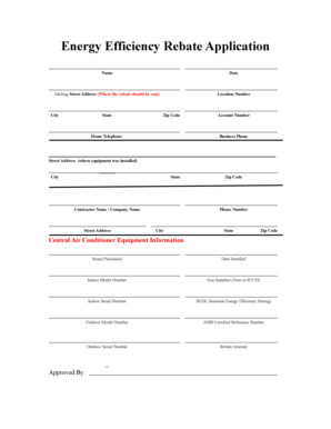 Fillable Online Energy Efficiency Rebate Application Fax Email Print ...
