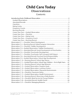 Fillable Online Child Care Observations - McGraw-Hill Education Fax ...