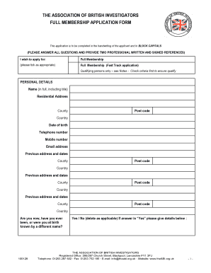 Fillable Online theabi org Full Application form - The ABI - theabi org ...