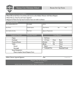 Fillable Online Kansas City Christian School Room Set-Up Form Fax Email ...