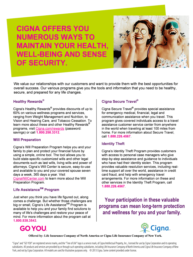 Fillable Online Cigna offers you numerous ways to maintain your health ...