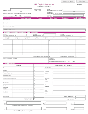 Fillable Online JampL Capital Resources Page 2 Application Form Fax ...