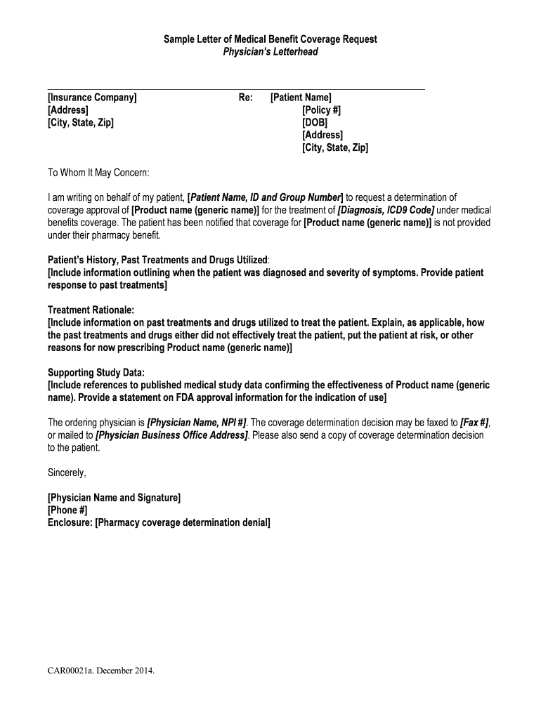 Fillable Online Template Letter of Medical Benefit Coverage - IPSEN ...
