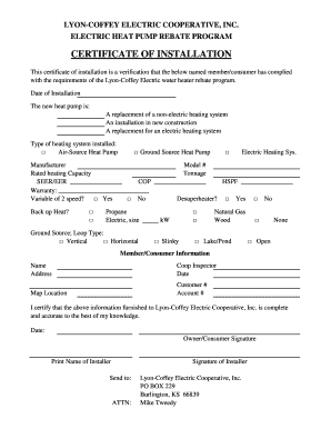 Fillable Online lyon-coffey Heat Pump Rebate Form - Lyon-Coffey ...