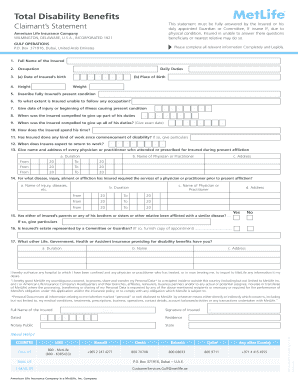 Fillable Online Total Disability Benefits Total Disability Benefits ...