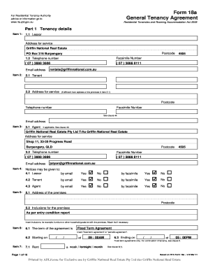 Fillable Online Form 18a advice or information go to General Fax Email ...