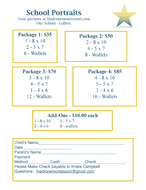 Fillable Online School Portrait Order Form - Madrone Montessori School ...