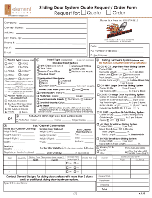 Fillable Online Sliding Door Order Form Page 1 v0912 - Multiwood Fax ...