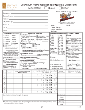 Fillable Online Aluminum Door Order Form Pg1 v912 Fax Email Print ...
