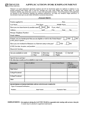 Fillable Online APPLICATION FOR EMPLOYMENT - Martin Luther Campus Fax ...