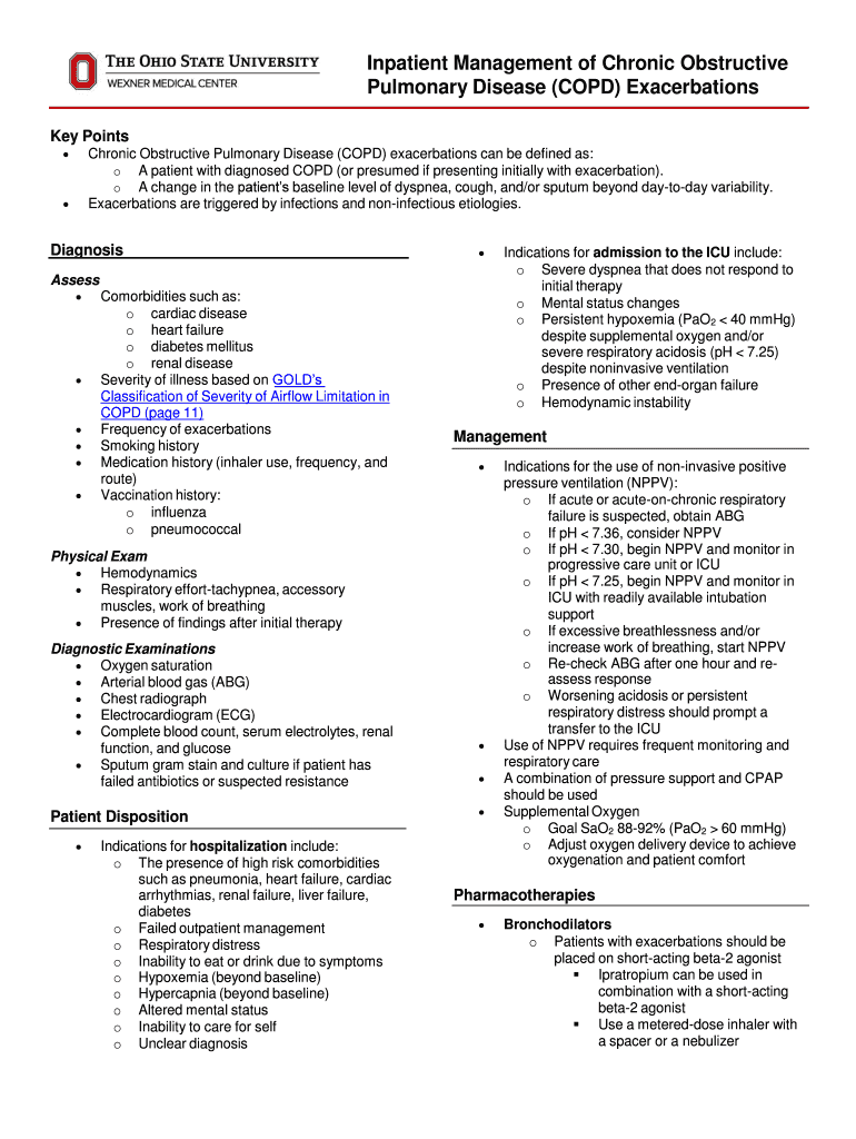 Fillable Online evidencebasedpractice osumc Inpatient Management of ...