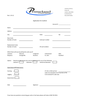 Fillable Online Application for Cardtrol - CHS Primeland Fax Email ...
