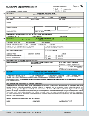 Fillable Online Individual E-Banking - Sagicor Group Jamaica Fax Email ...