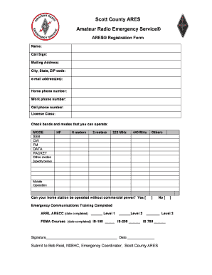 Fillable Online scottares ARES Application - Scott County ARES Fax Email Print - pdfFiller