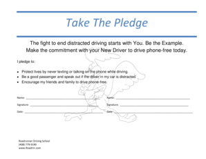 Fillable Online Take The Pledge - Roadrunner Driving School Fax Email ...