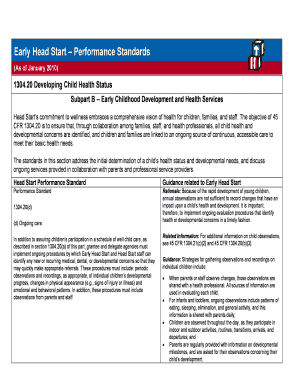 Fillable Online Early Head Start Performance Standards Fax Email Print ...