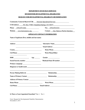 Fillable Online horizonsnwc Request For Developmental Disability ...