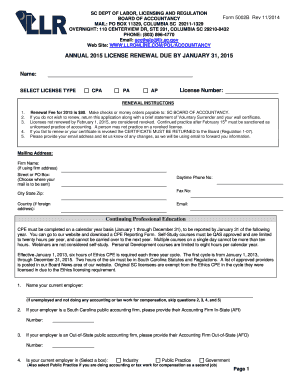 Fillable Online llr sc SC DEPT OF LABOR, LICENSING AND REGULATION Fax ...