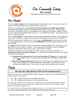 Fillable Online Our Community Survey Fax Email Print - pdfFiller