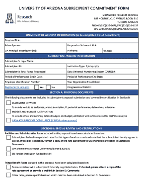 Fillable Online rgw arizona Copy of Subrecipient Commitment Form DRAFT ...