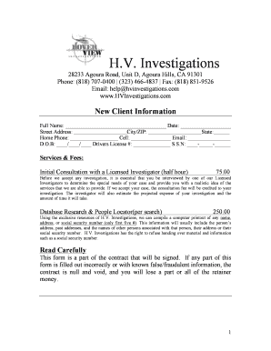 Fillable Online Client Intake Form - Hover View Investigations Fax ...
