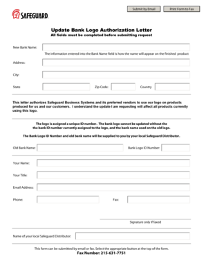 Fillable Online Update Bank Logo Authorization Letter Fax Email Print ...